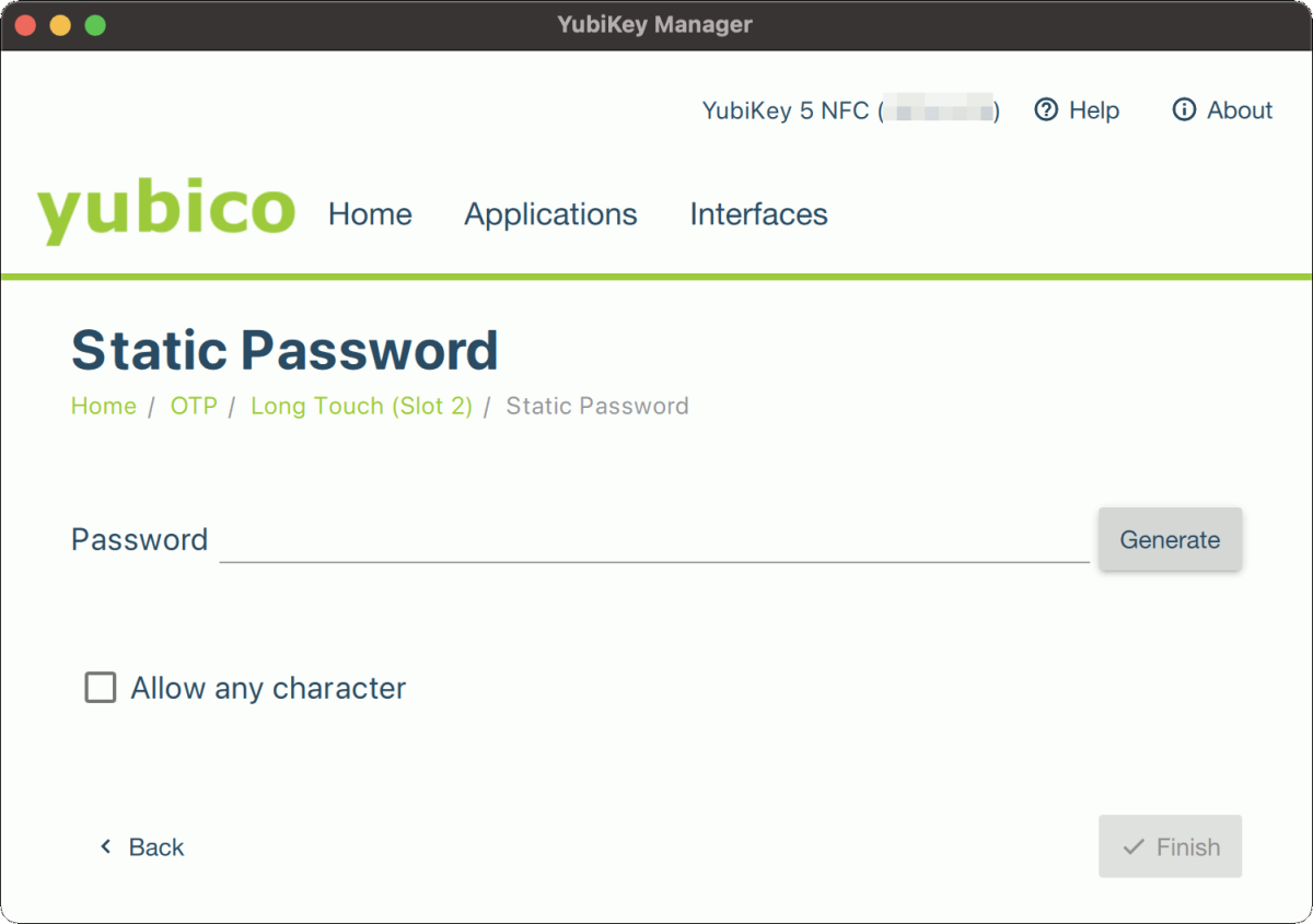 YubiKeyで静的パスワードを扱う